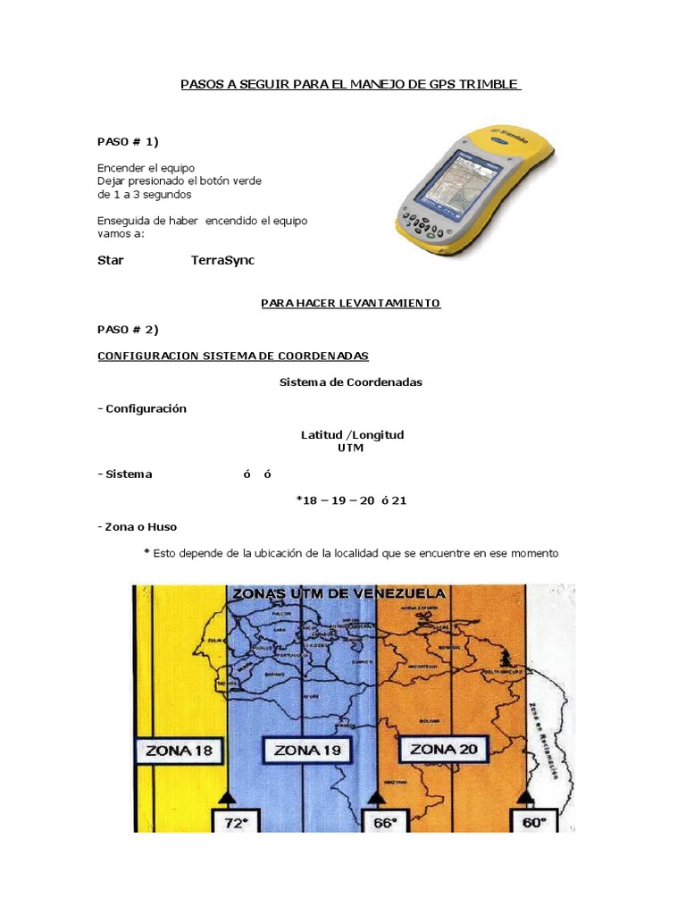 Pasos Uso de GPS Marca Trimble | PDF | Sistema de Posicionamiento ...
