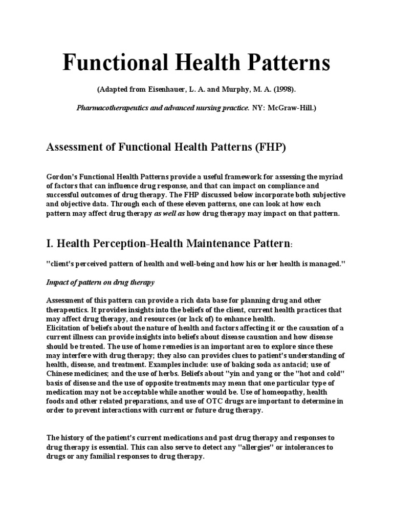 Functional Health Patterns | PDF