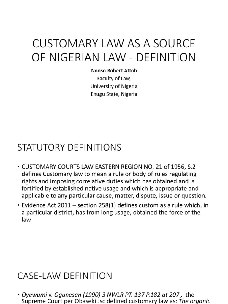Understanding Customary Law in Nigeria | PDF | Public Law | Morality