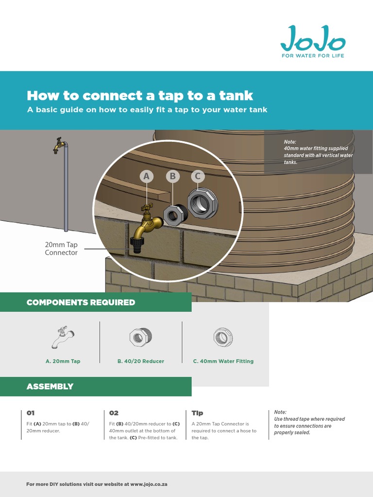 DIY Leaflet How To Connect A Tap To Your JoJo Water Tank | PDF