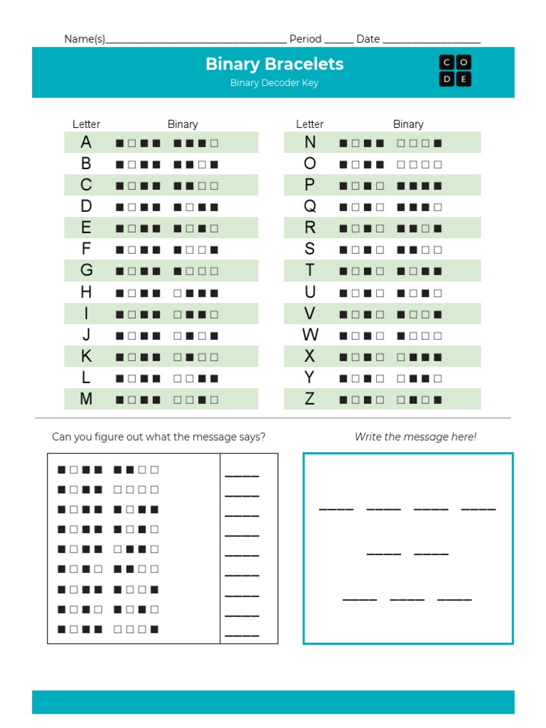Binary Bracelets Assessment | PDF