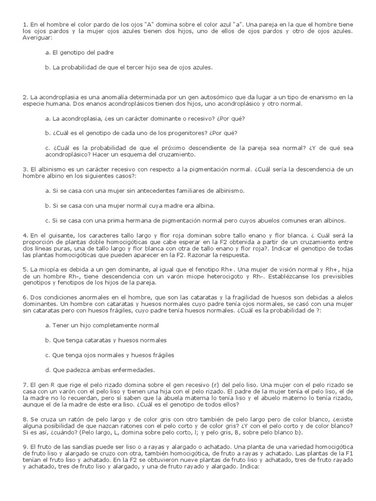 Genética Mendeliana: Problemas y Soluciones | PDF | Dominancia ...