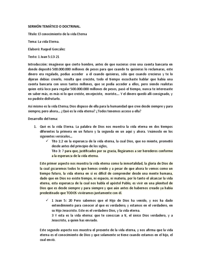 Sermón Temático o Doctrinal | PDF | Jesús | espíritu Santo