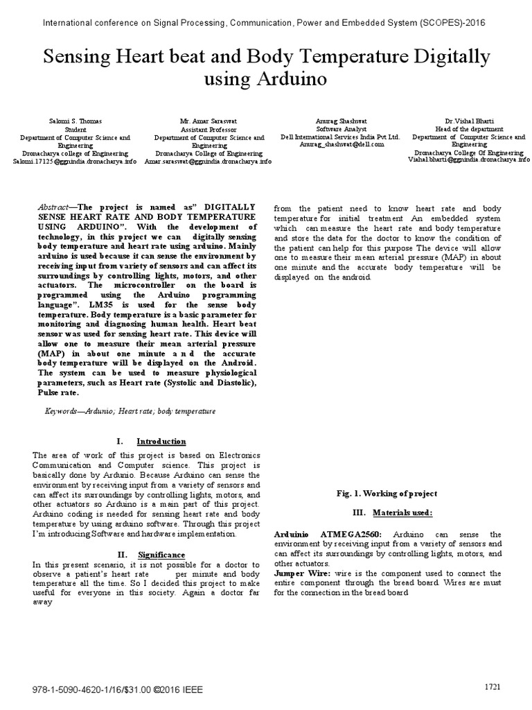 Sensing Heart Beat and Body Temperature Digitally | PDF | Blood ...