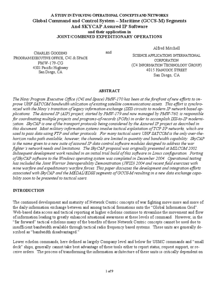 Us Navy GCCS-M Study | PDF | Transmission Control Protocol | Proxy Server