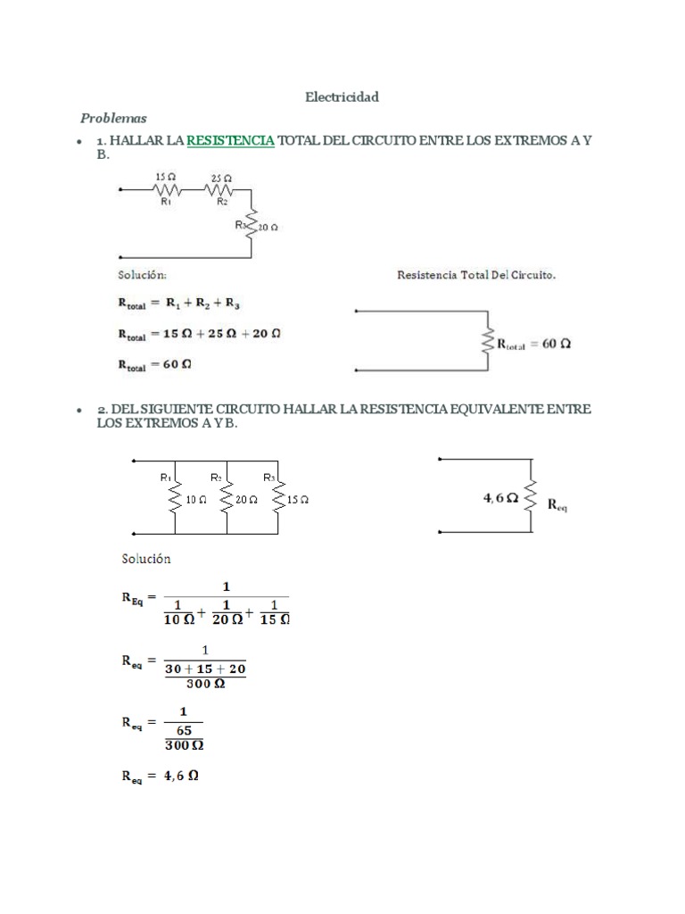 Ejercicios Resueltos de Circuitos | PDF