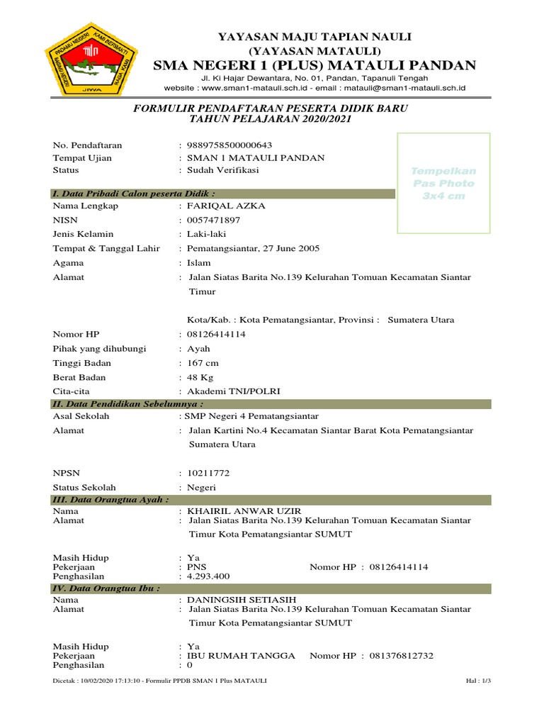 Form Verifikasi Pdf Pdf