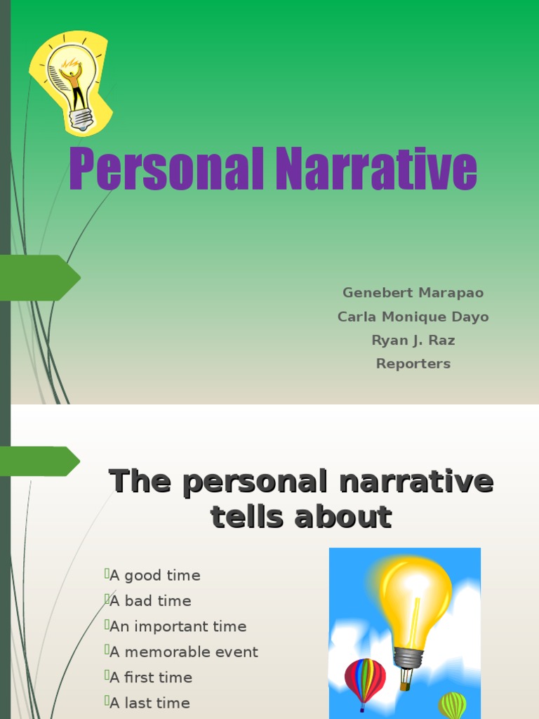 Elements of Personal Narrative Writing | PDF | Writers | Narrative