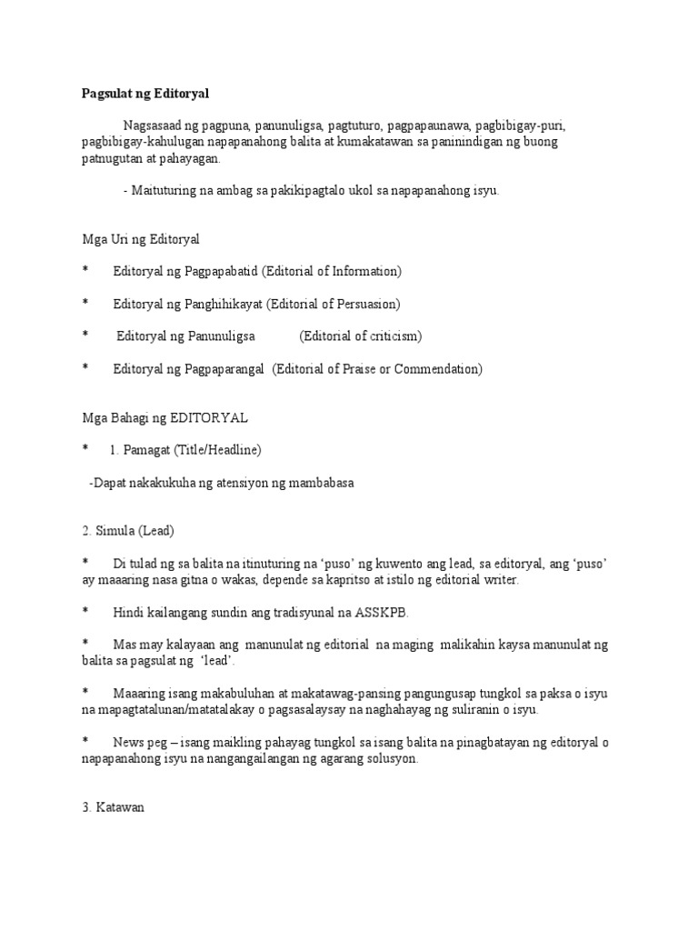 Pagsulat NG Editoryal | PDF