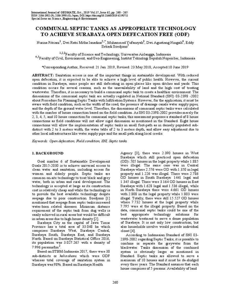 Communal Septic Tanks As Appropriate Technology To Achieve Surabaya