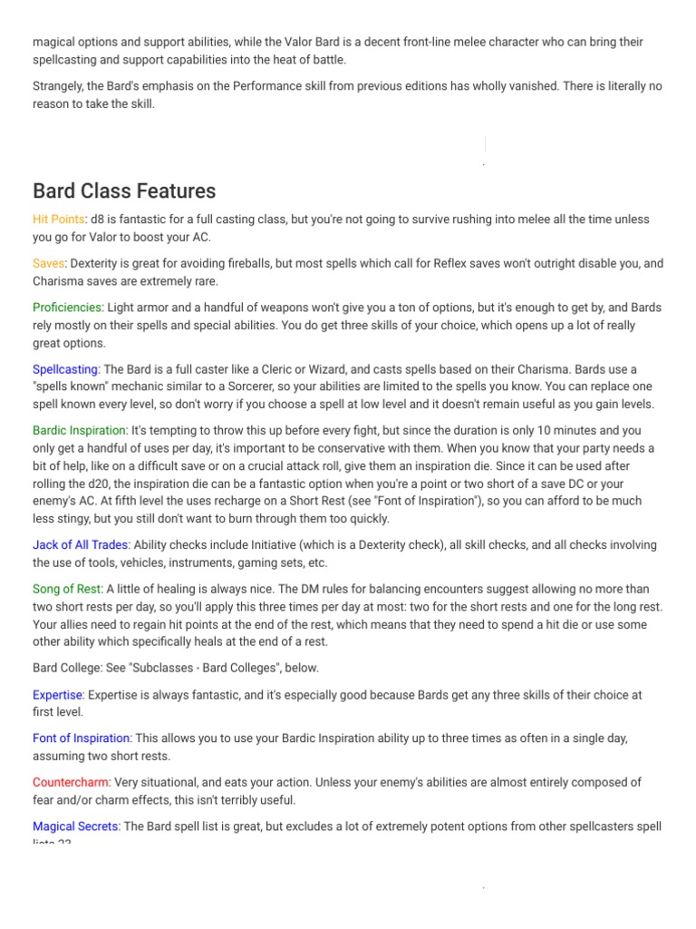 RPGBOT - DND 5e - The Bard Handbook | PDF | Dungeons & Dragons | D20 System