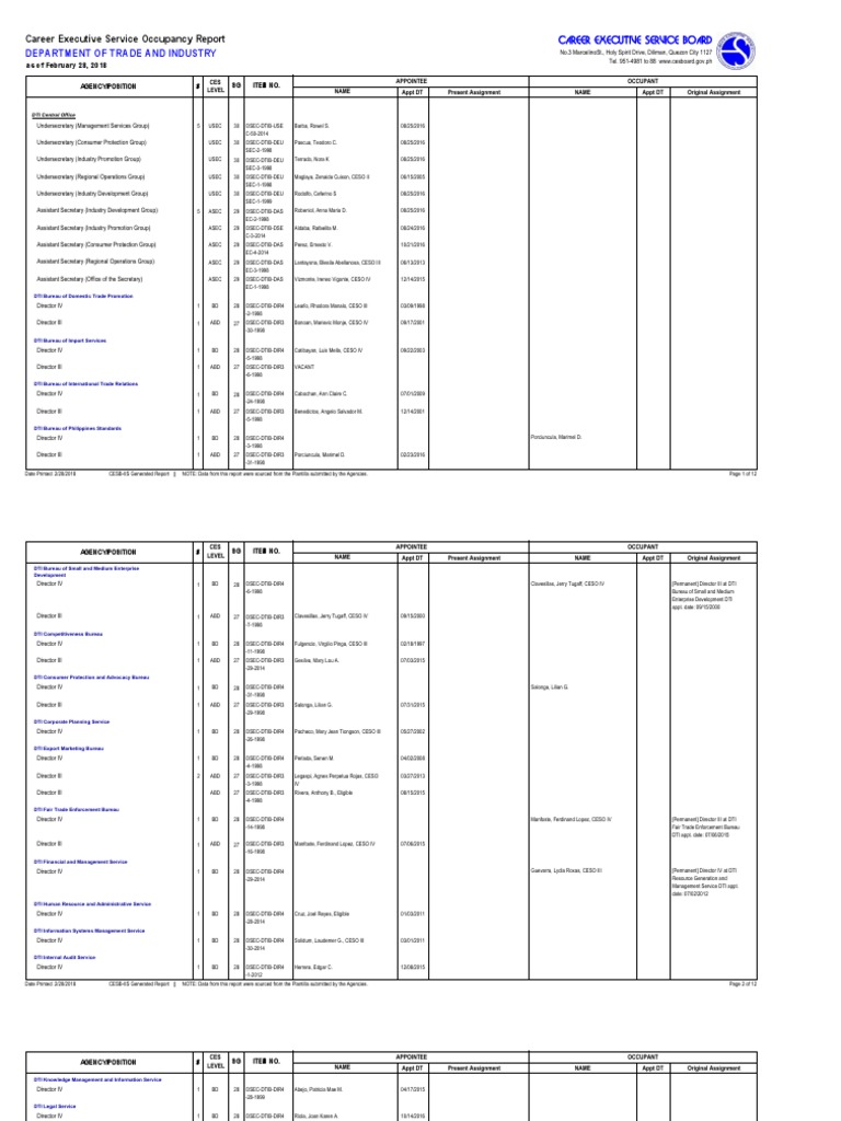 DTI Executive Positions Overview | PDF | Economies | Government