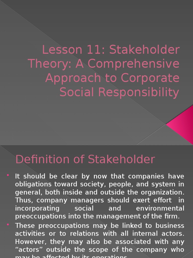 Business Ethics: Stakeholder Theory | PDF | Stakeholder (Corporate ...