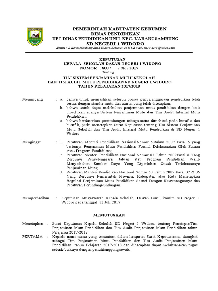 Contoh SK Tim PMP | PDF