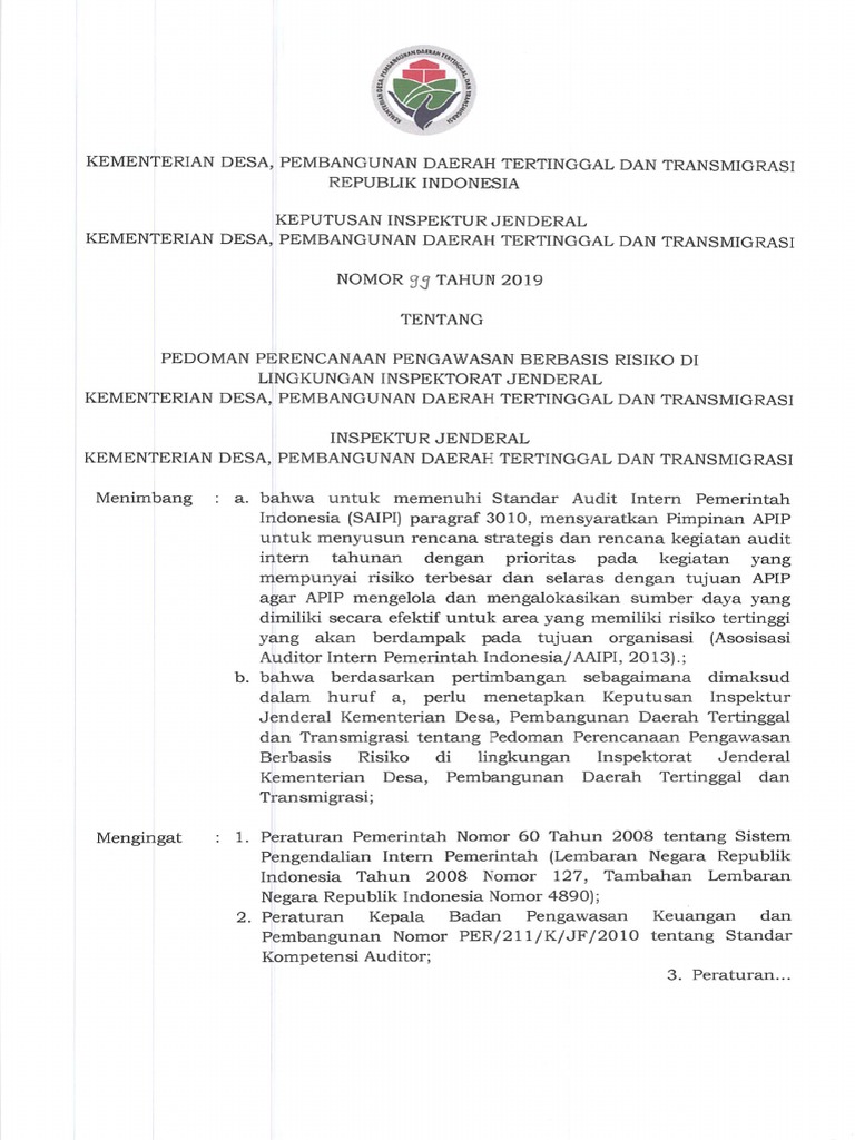 Kepirjen No 99 Tahun 2019 Tentang Pedoman PPBR | PDF