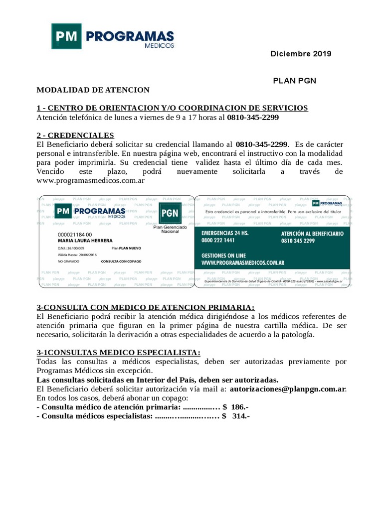 Cartilla Médica Plan PGN 2019 | PDF | Buenos Aires | Ciencias de la Salud
