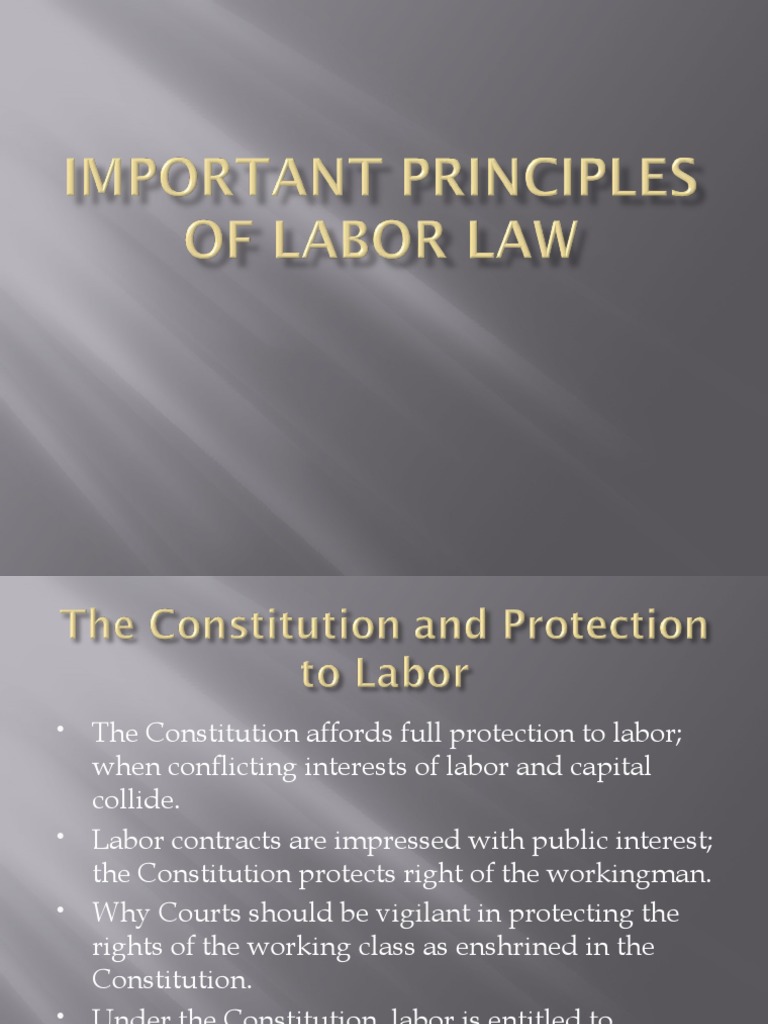 Important Principles of Labor Law | PDF | Employment | Labour Law
