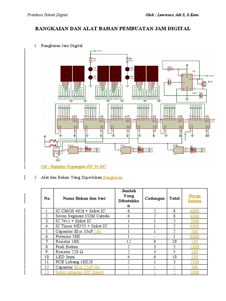 Rangkaian Pembuatan Jam Digital 6 Digit | PDF