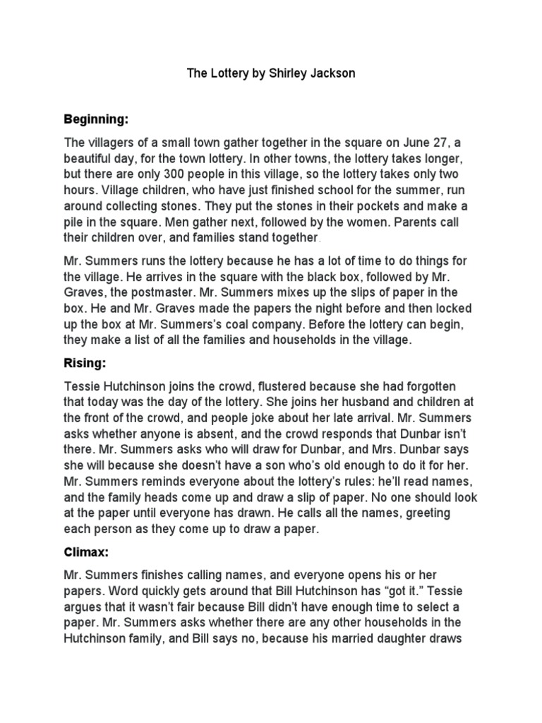 The Lottery by Shirley Jackson | PDF