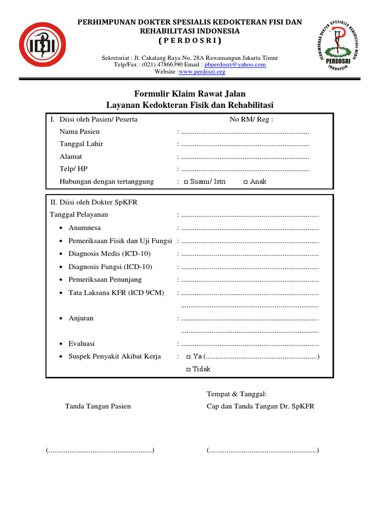 Formulir Klaim Rawat Jalan Pdf Pdf
