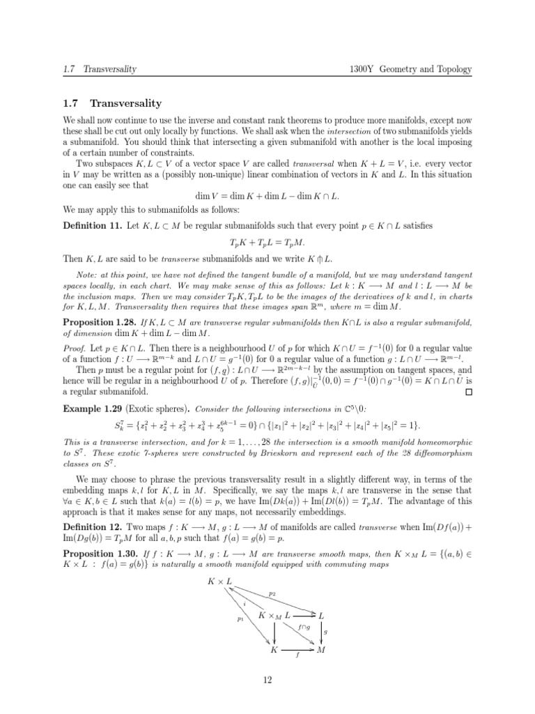 Transversality PDF | PDF | Differentiable Manifold | Topology