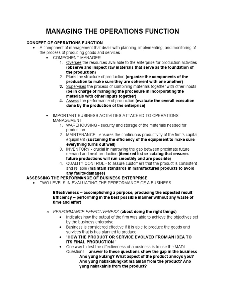 Managing The Operations Function | PDF | Factors Of Production | Value ...