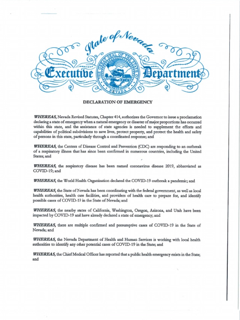 Declaration of Emergency Re COVID | PDF