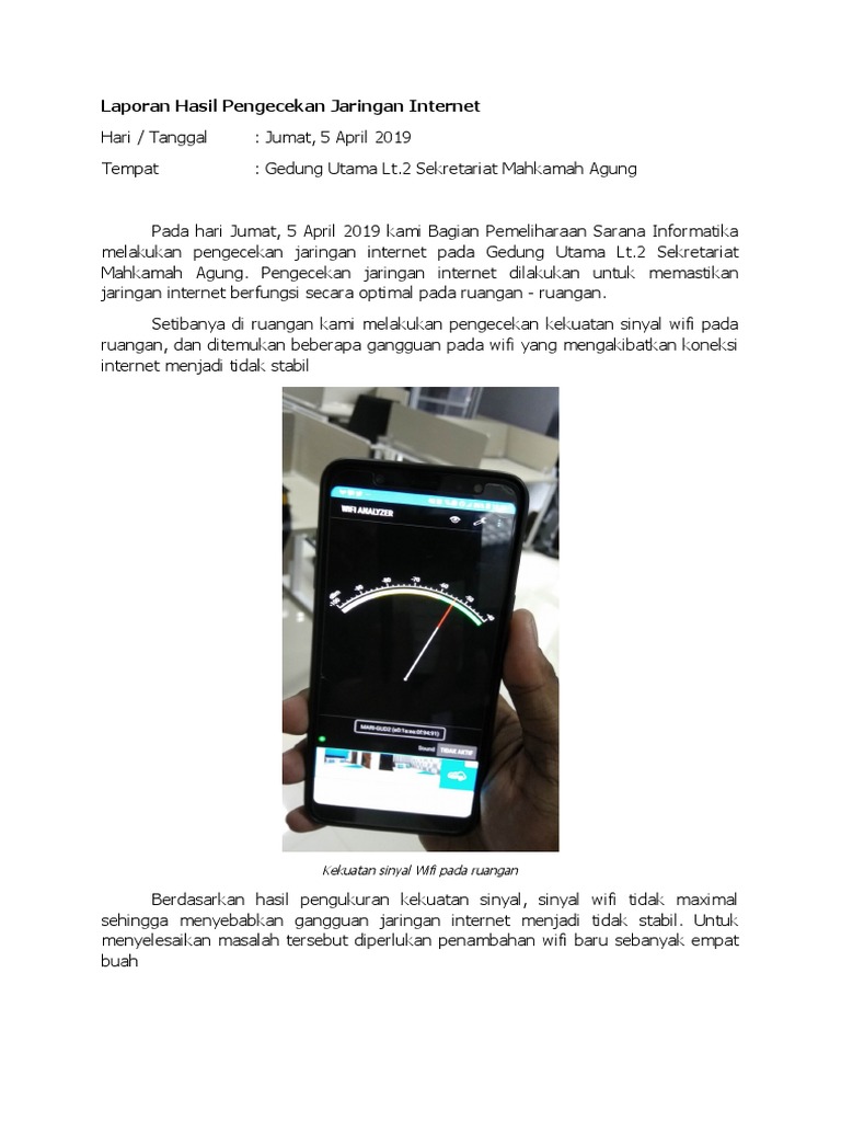 Laporan Hasil Pengecekan Jaringan Internet | PDF | Teknologi & Rekayasa