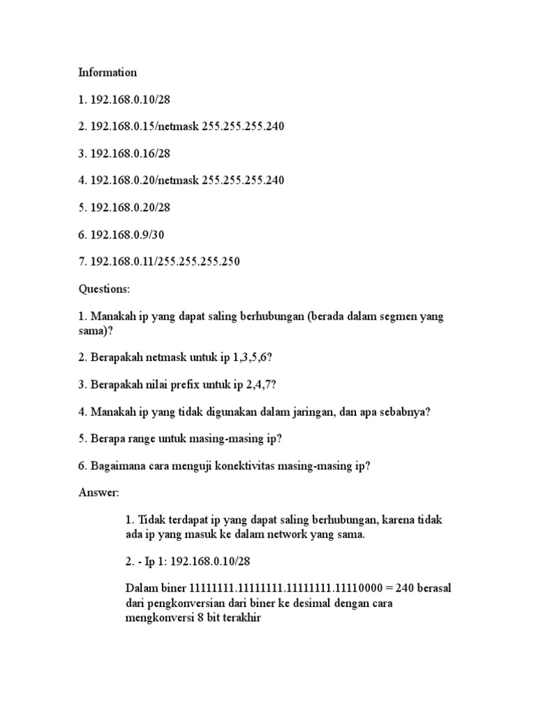 Analisis IP dan Netmask Jaringan | PDF