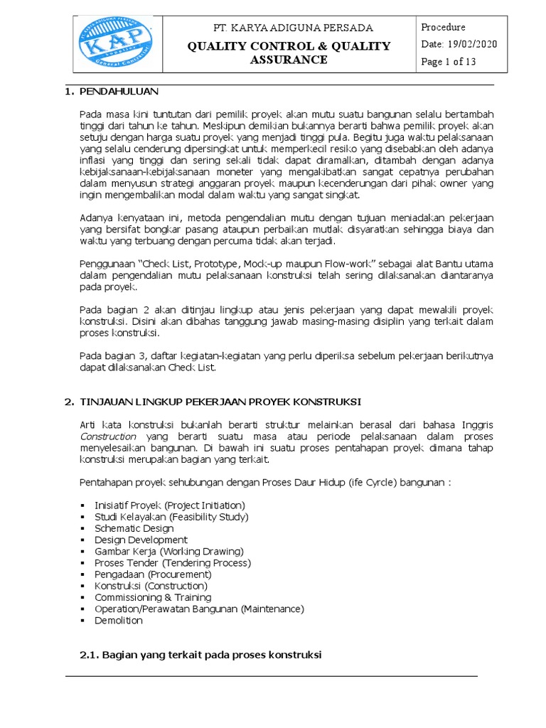 QC Quality Control Quality Assurance Pada Proyek Konstruksi | PDF