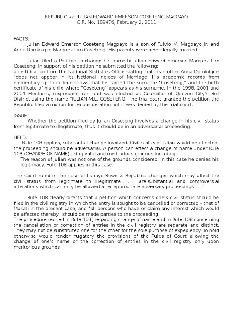 Republic-vs-Magpayo | PDF | Legitimacy (Family Law) | Public Law