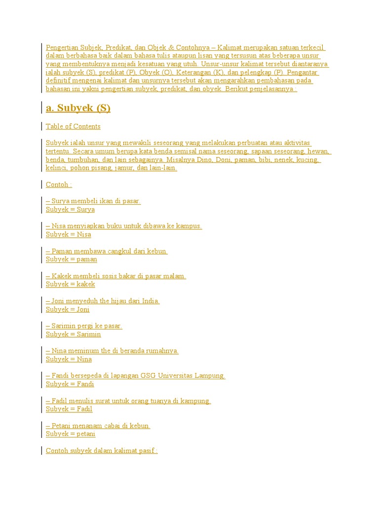 Pengertian Subjek | PDF | Seni & Disiplin Bahasa