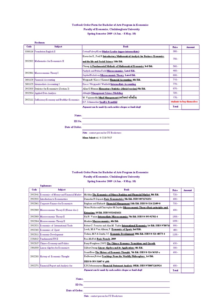 Economics Textbook Order Form | PDF | Textbook | Economics