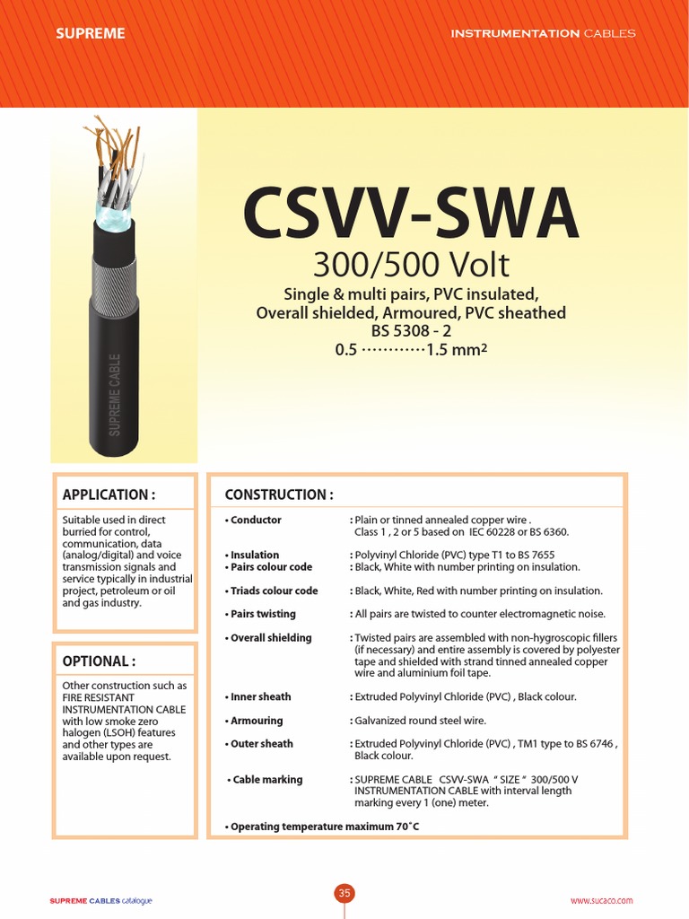 Csvv-Swa PVC PDF | PDF | Electrical Engineering | Electricity