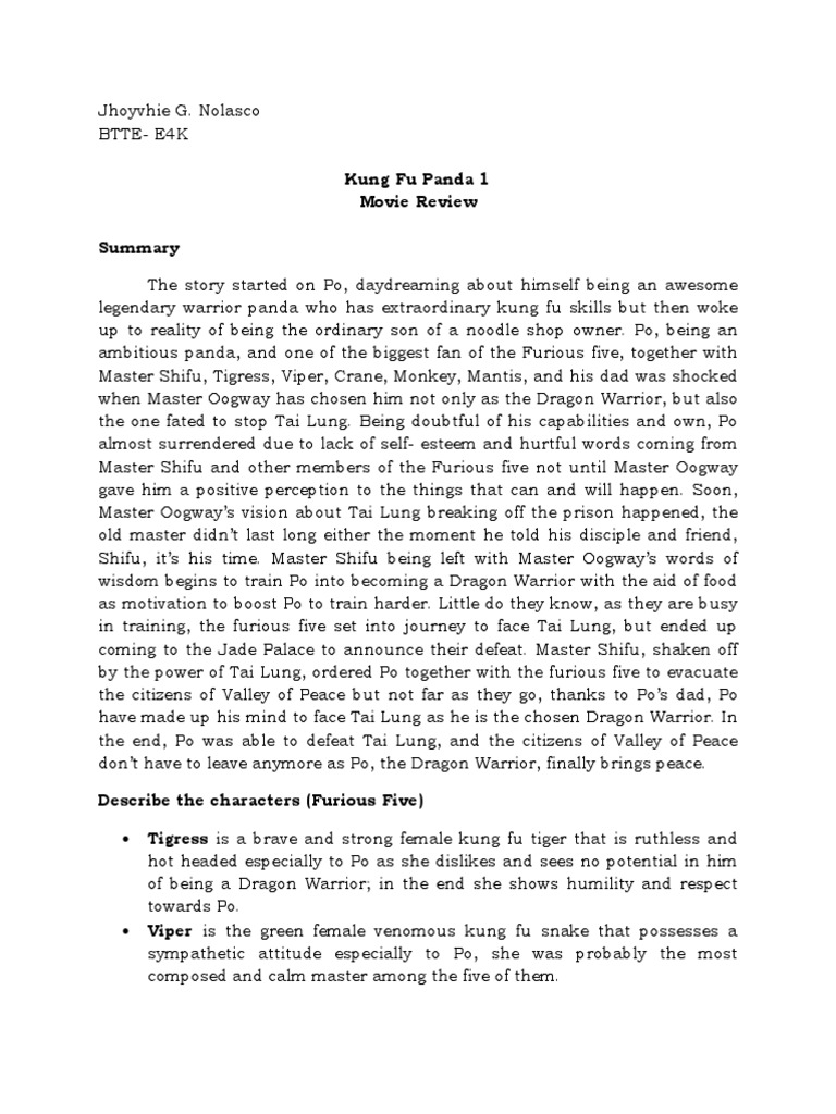 Kung Fu Panda Review 1 PDF | PDF | Psychological Concepts | Psychology