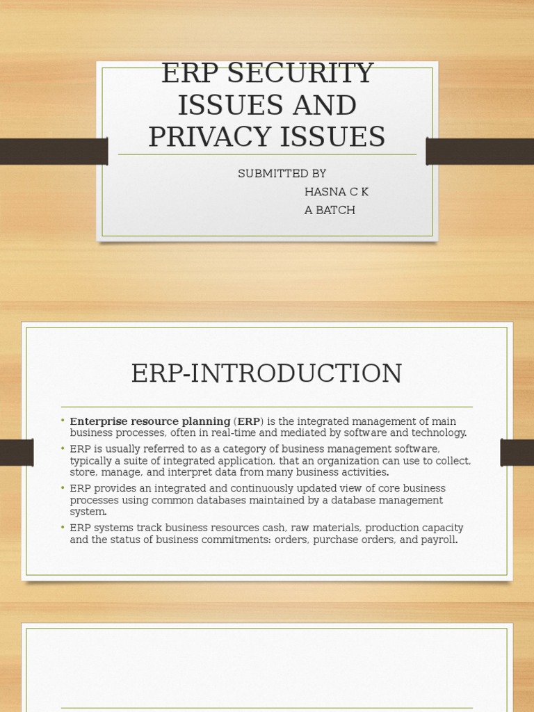 ERP Security Issues and Privacy Issues | PDF | Enterprise Resource ...