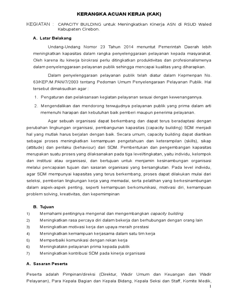 Capacity Building RSUD - KAK | PDF