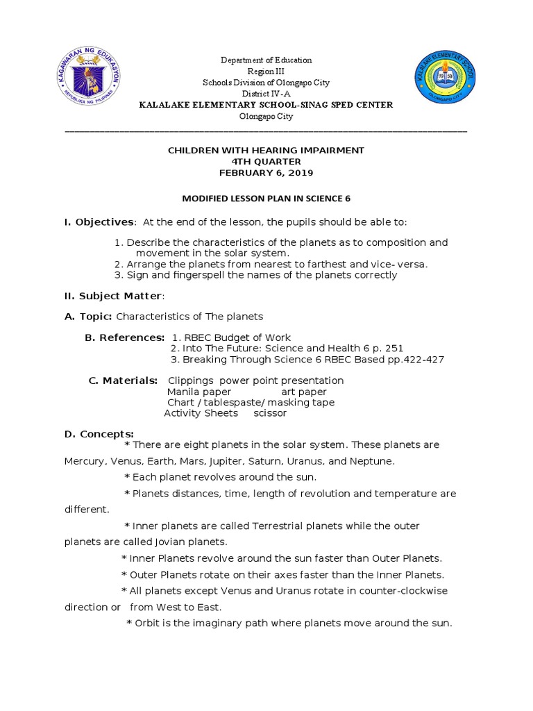 Lesson Plan - Science | PDF | The Planets | Planets
