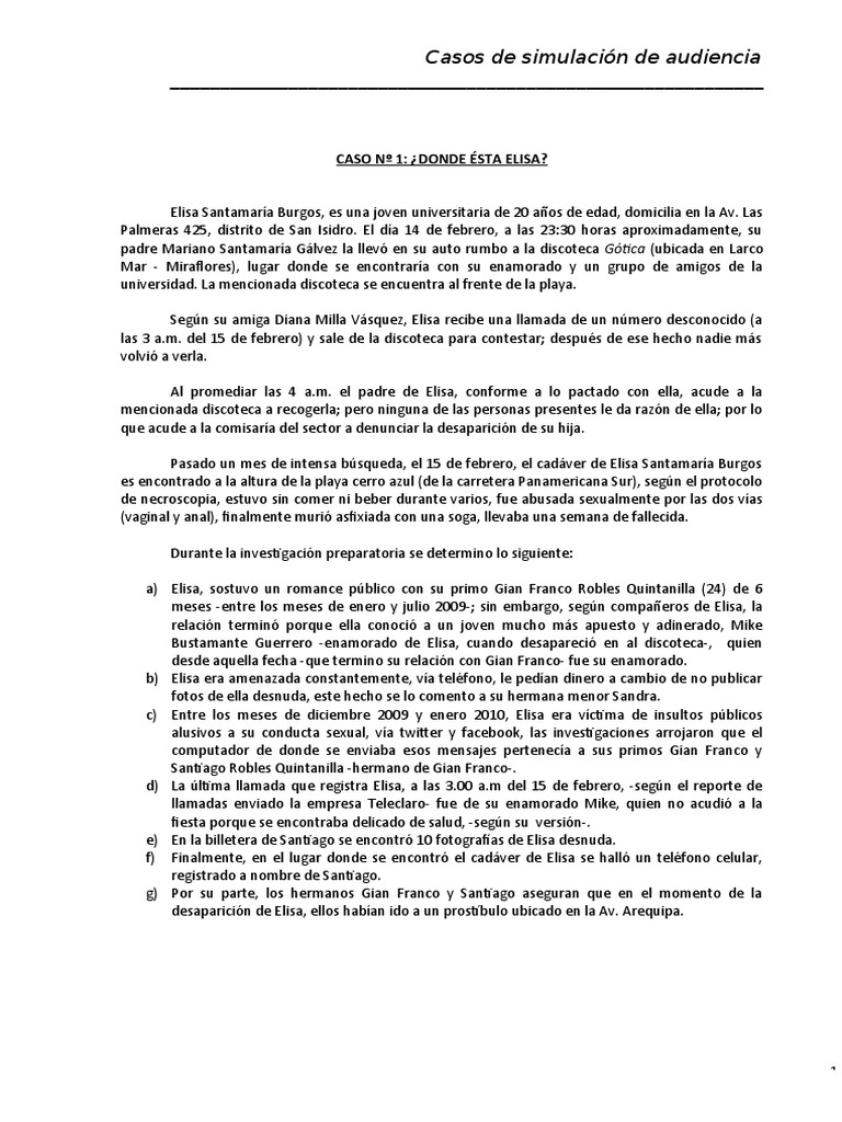Casos Para Simulación De Audiencia Pdf Violación Violencia