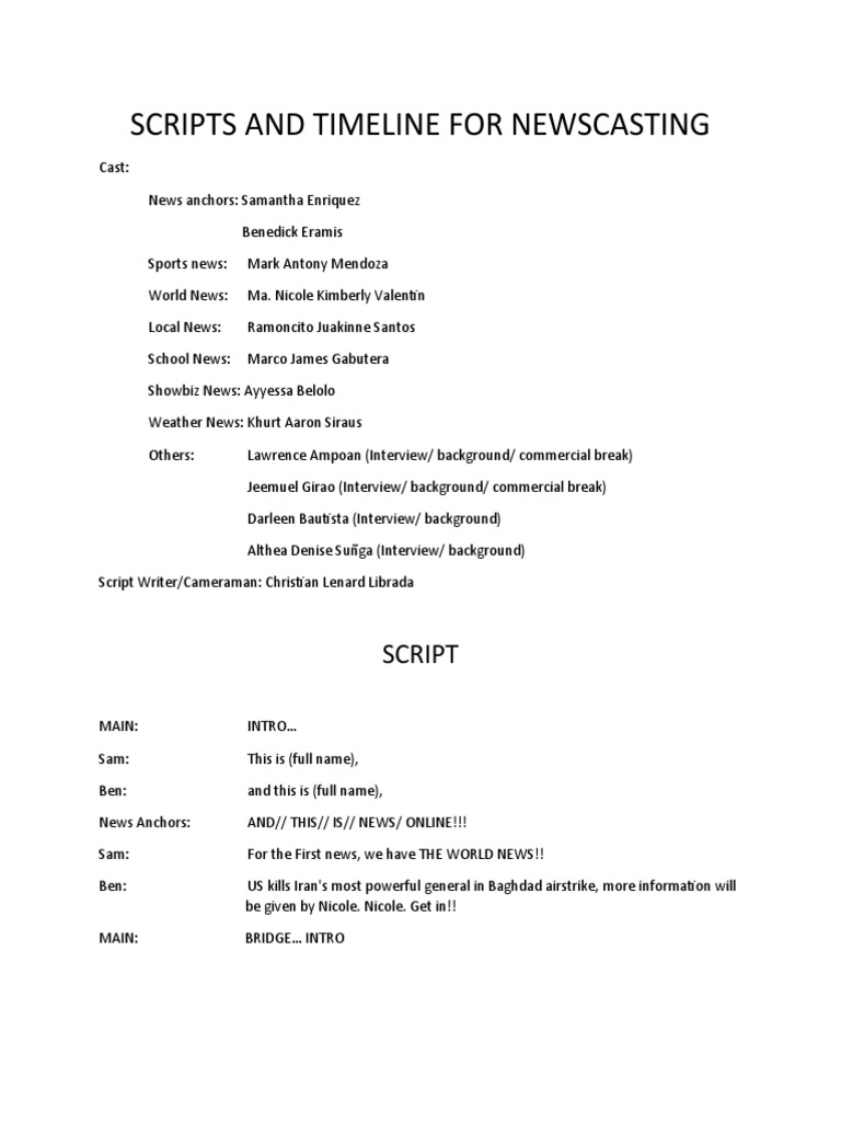 Scripts and Timeline For Newscasting Project | PDF | Ali Khamenei ...