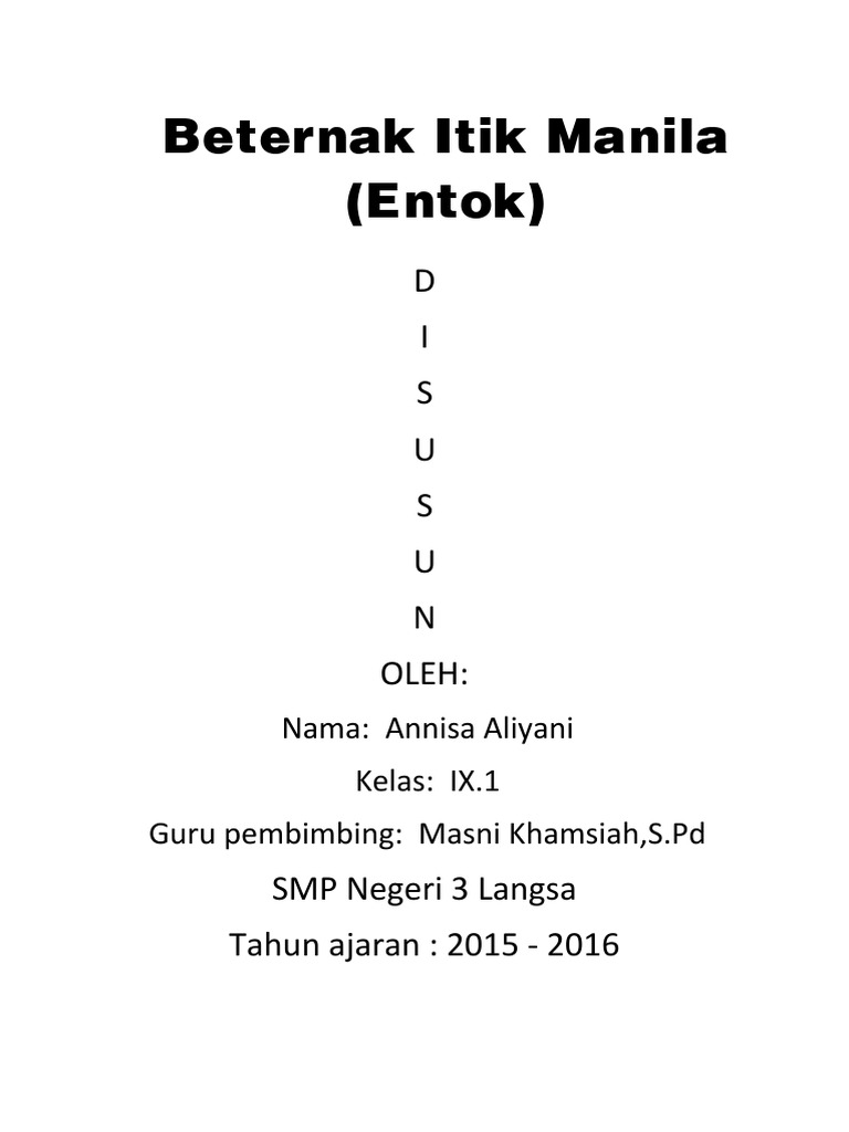 Panduan Beternak Itik Manila (Entok) | PDF
