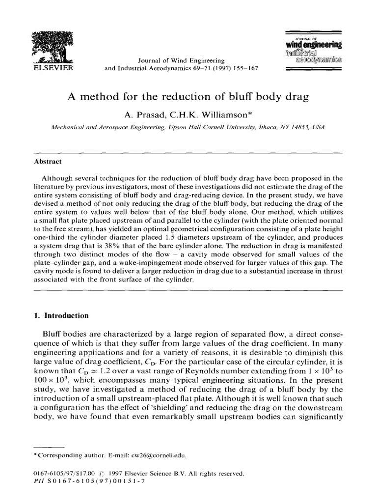 A Method For The Reduction of Bluff Body Drag | PDF | Drag (Physics ...