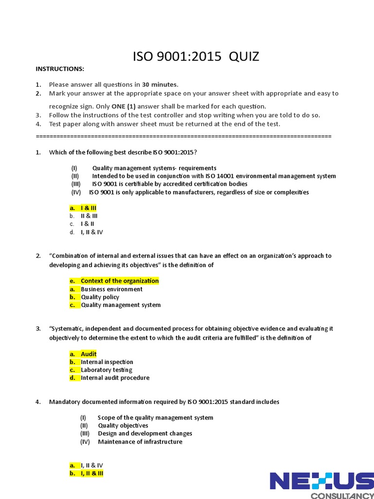 3-8 Iso-9001-2015-Ia-Quiz+++ | PDF | Iso 9000 | Quality Management System