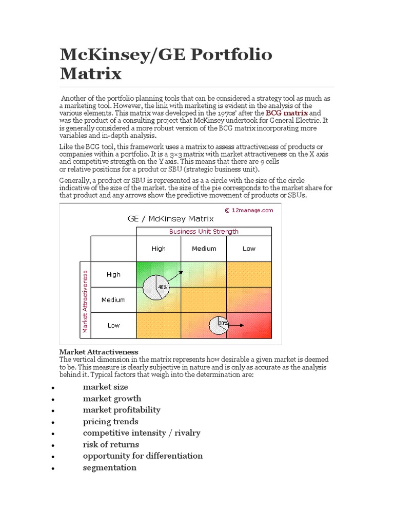 McKinsey Model Portfolio | PDF | Strategic Management | Entrepreneurship