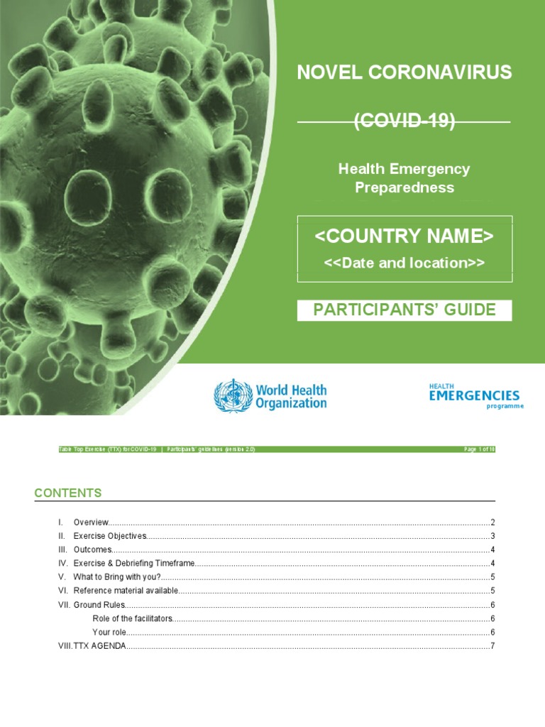 02 Covid 19 TTX Participants Guide Template | PDF | World Health ...