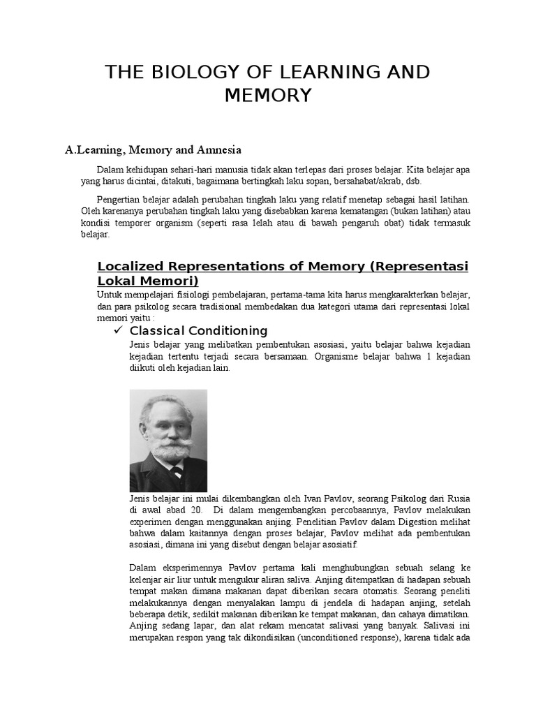 The Biology of Learning and Memory | PDF
