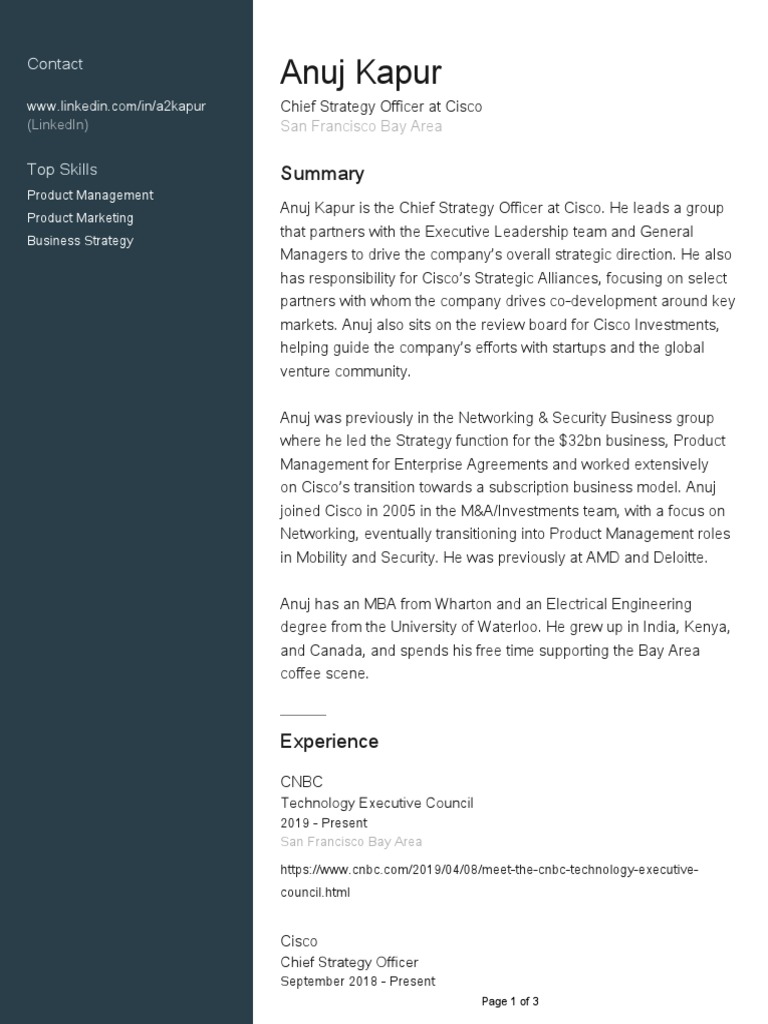 Anuj CV | PDF | Cisco Systems | Economies