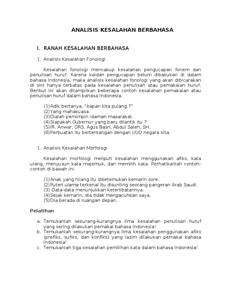 Analisis Kesalahan Berbahasa | PDF