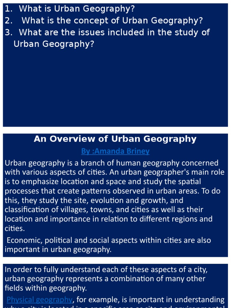 Urban Geography | PDF | Urban Geography | Geography