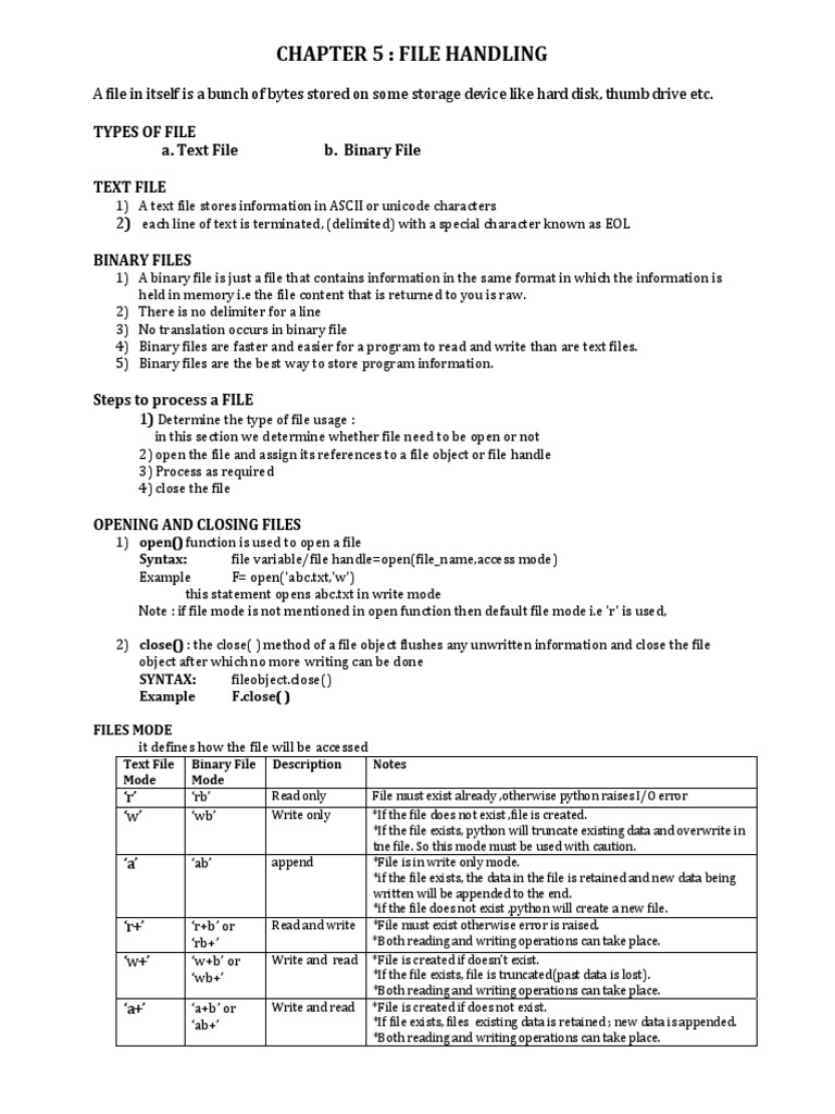 Cs12 Ch 5 Python File Handling Pdf Text File Computer File